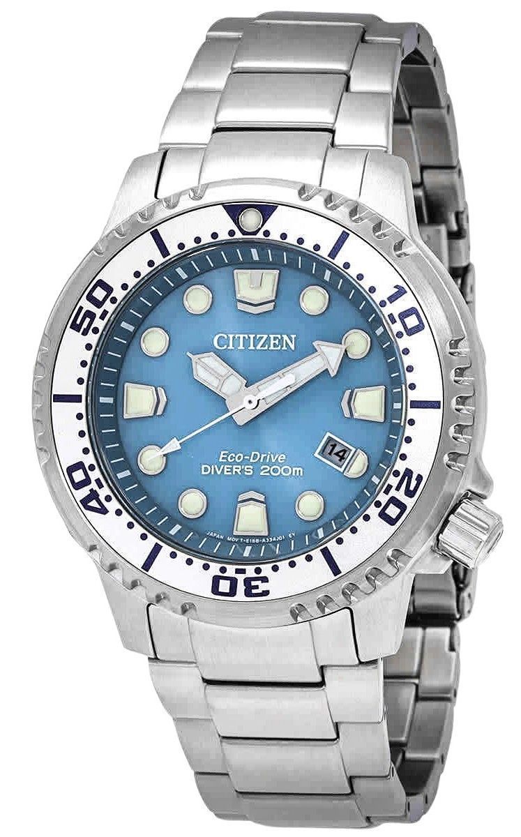 Citizen Promaster Dive Stainless Steel Light Blue Dial Eco-Drive Diver ...