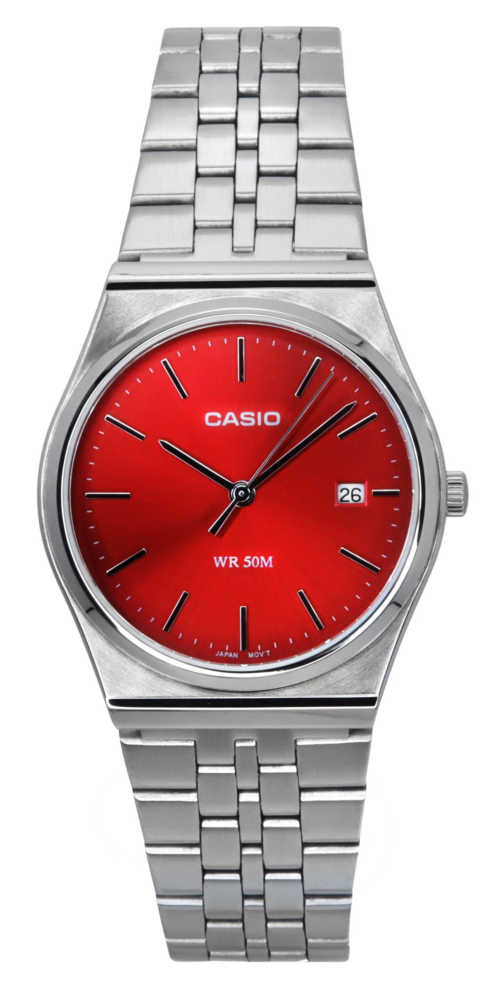 Casio Standard Analog Stainless Steel Red Dial Quartz MTP-B145D-4A2V U ...